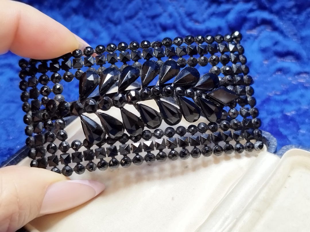 Antique Hair Clip Vauxhall Glass 1800's Black Hair Jewelry Georgian ...