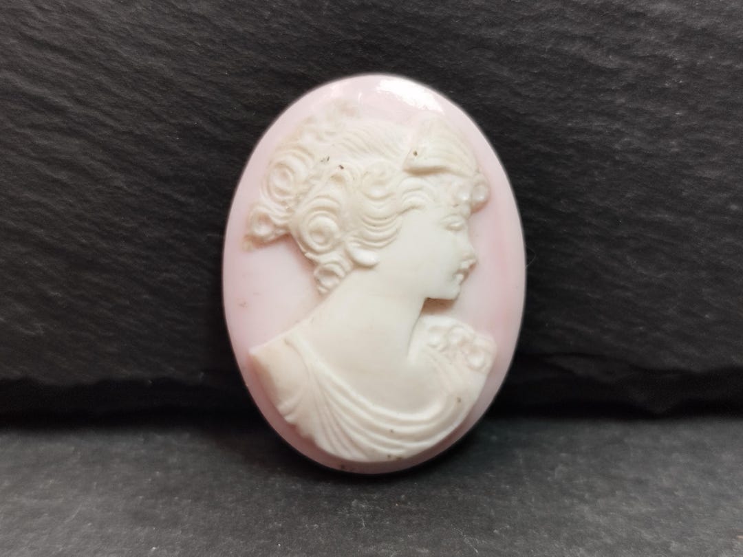 Vintage Pink Shell Cameo Female Profile Hand Engraved Loose Cameo to ...