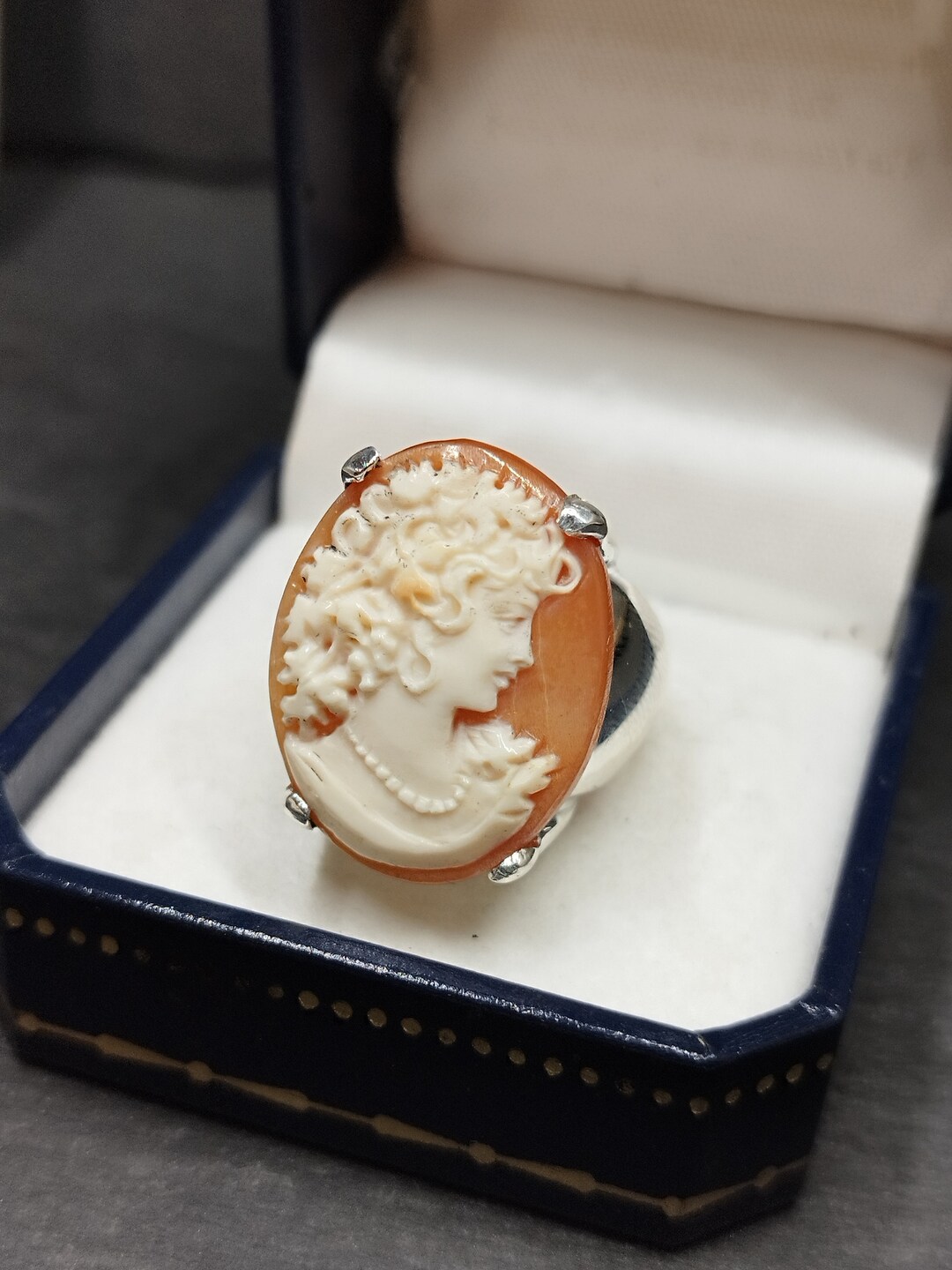 Large Cameo Ring Full Silver Engraved Sardonyx Shell Cameo Profile ...