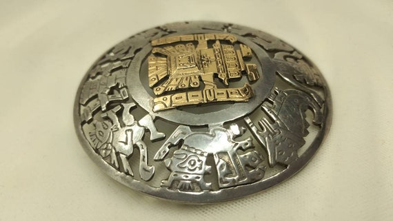 Ancient Peruvian gold and silver Mayan brooch and pen… - Gem