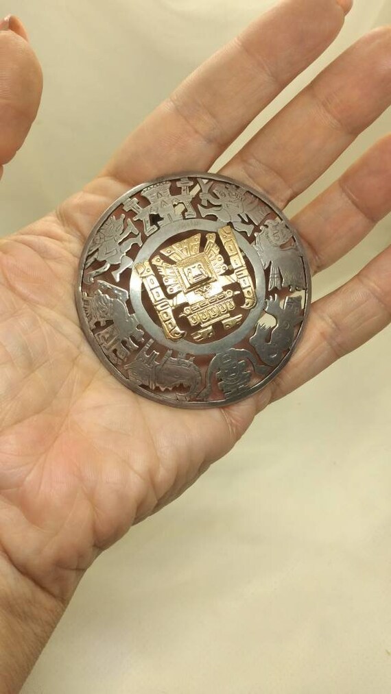 Ancient Peruvian gold and silver Mayan brooch and pen… - Gem