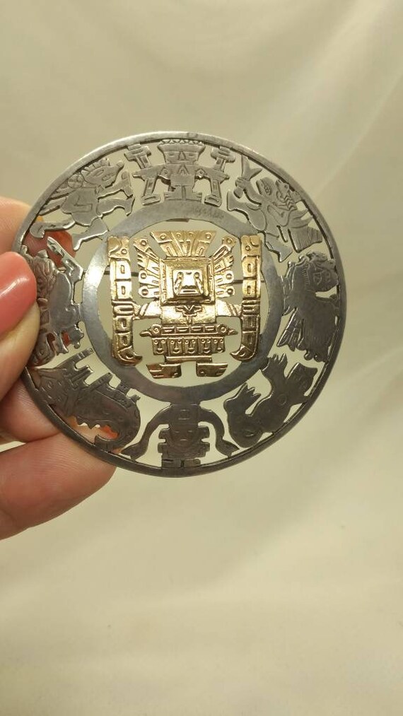 Ancient Peruvian gold and silver Mayan brooch and pen… - Gem