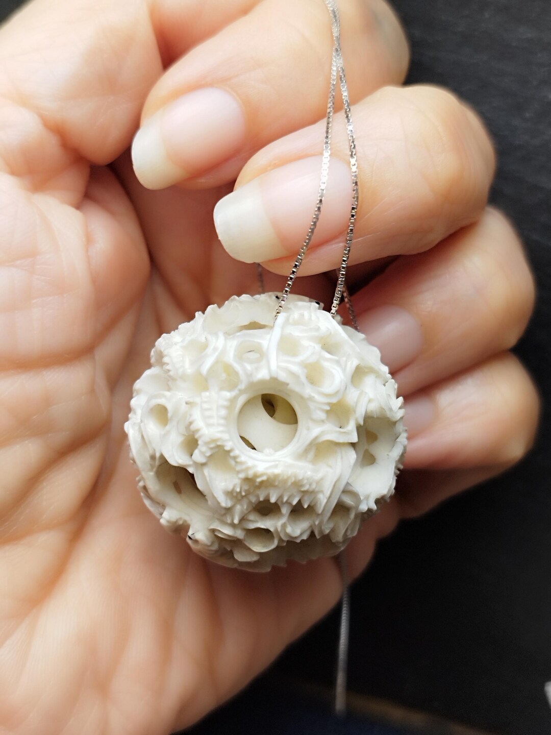 Pendant Sphere Puzzle Ball China Chinese Dragon Carved Vintage Puzzle ...