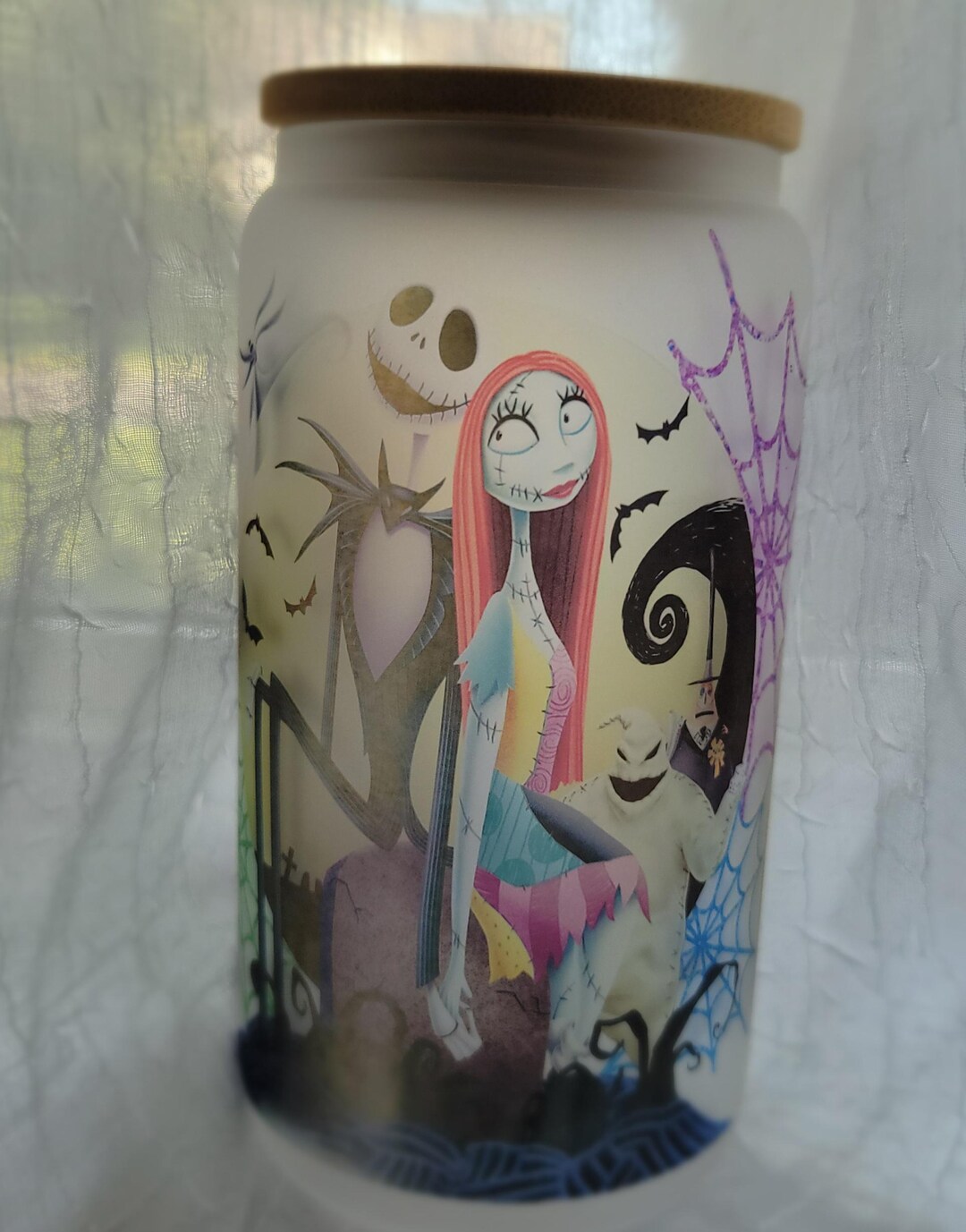 Nightmare Before Christmam 16oz Frosted Libby Glass Can for Coffee, Ice ...