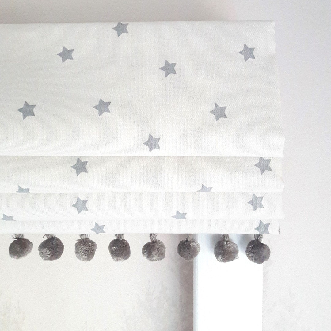 Mini Grey Stars Blackout Lined Roman Blind - Made to Measure - Etsy UK