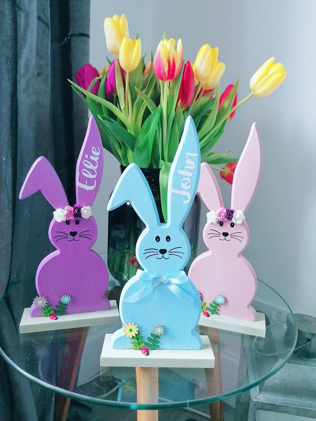 Personalised Wooden Easter Bunny - Etsy UK