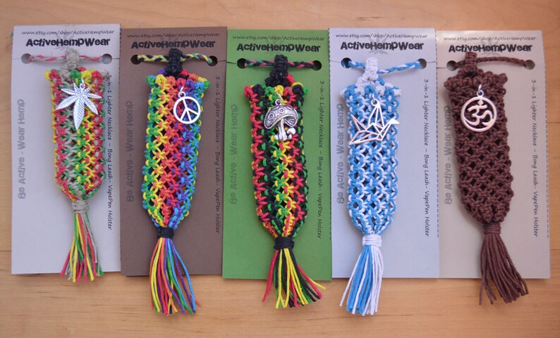 Macrame Lighter Necklace/ Bong Leash Hemp Holster Case Cover - Etsy