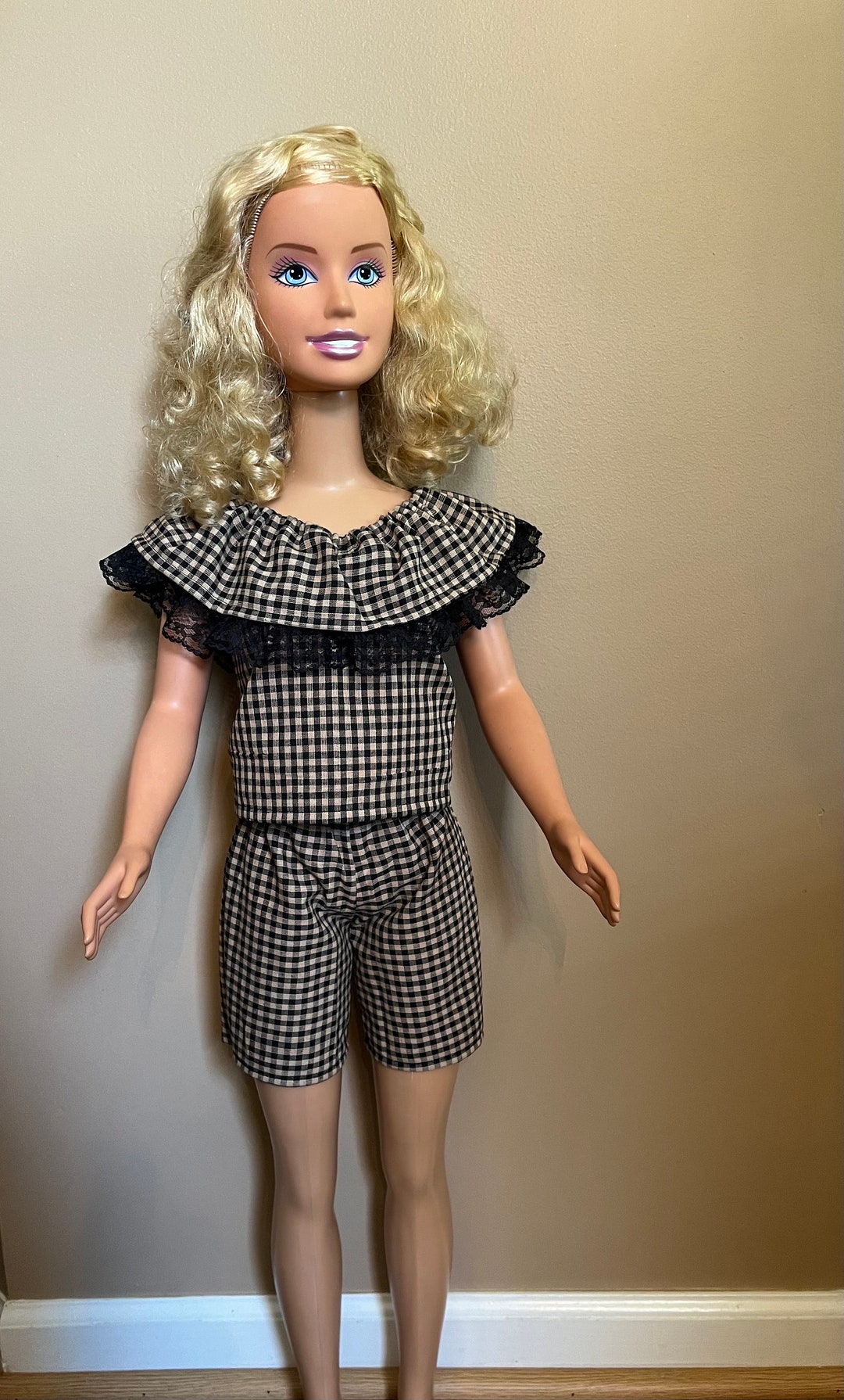Clothes for 36 Inch Dolls Black/ Tan Plaid Shorts Set. - Etsy