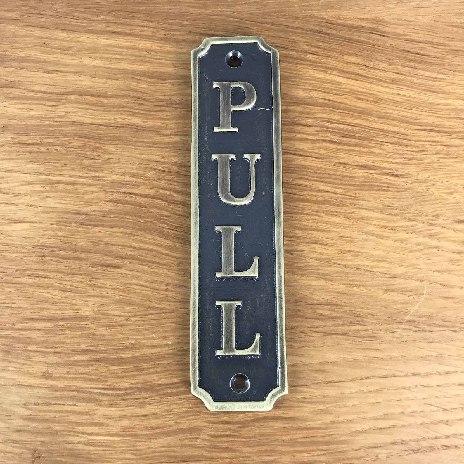 Set of Push Pull Door Signs Solid Vintage Cast Brass Antique Bronze ...