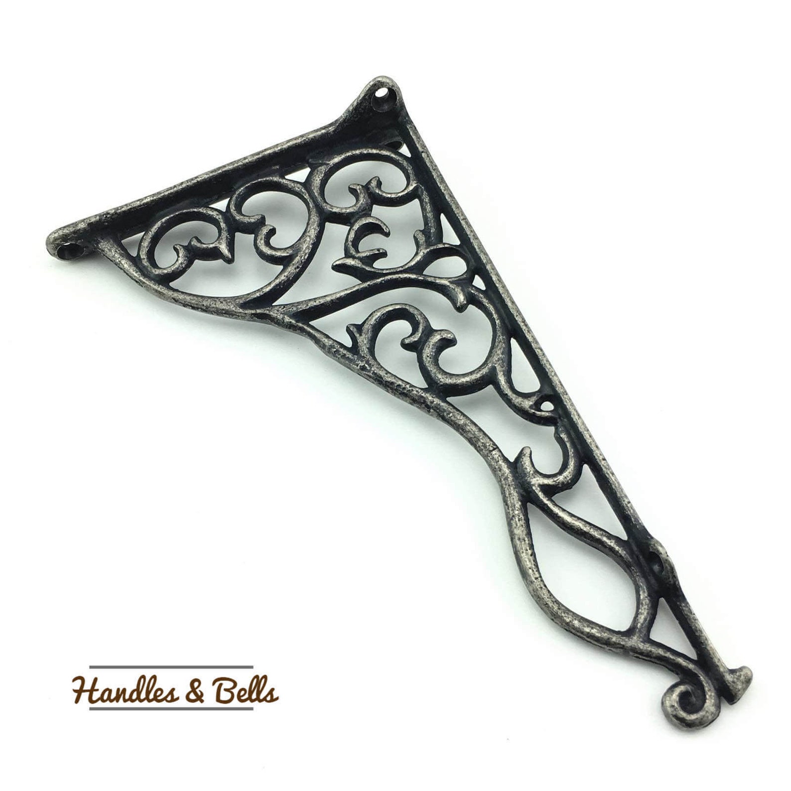 Set of Two Shelf Brackets, Handmade Ornate Scroll Cast Pewter Finish ...