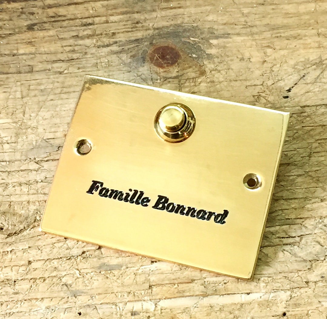 Solid Polished Brass Plate Doorbell Push Button - Etsy