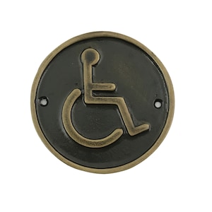 Solid Vintage Cast Brass Antique Bronze Finish Door Badges Disabled ...