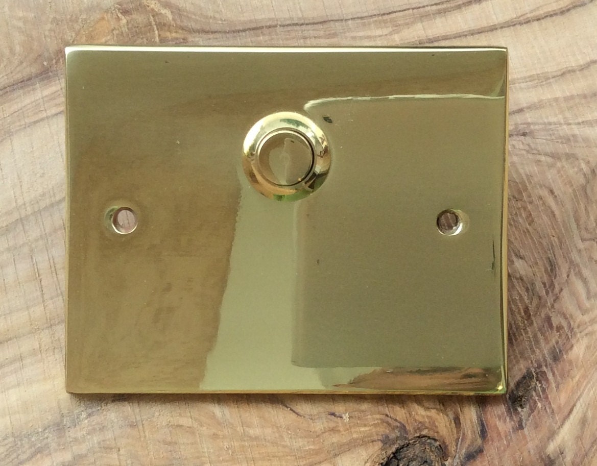 Solid Polished Brass Plate Doorbell Push Button - Etsy