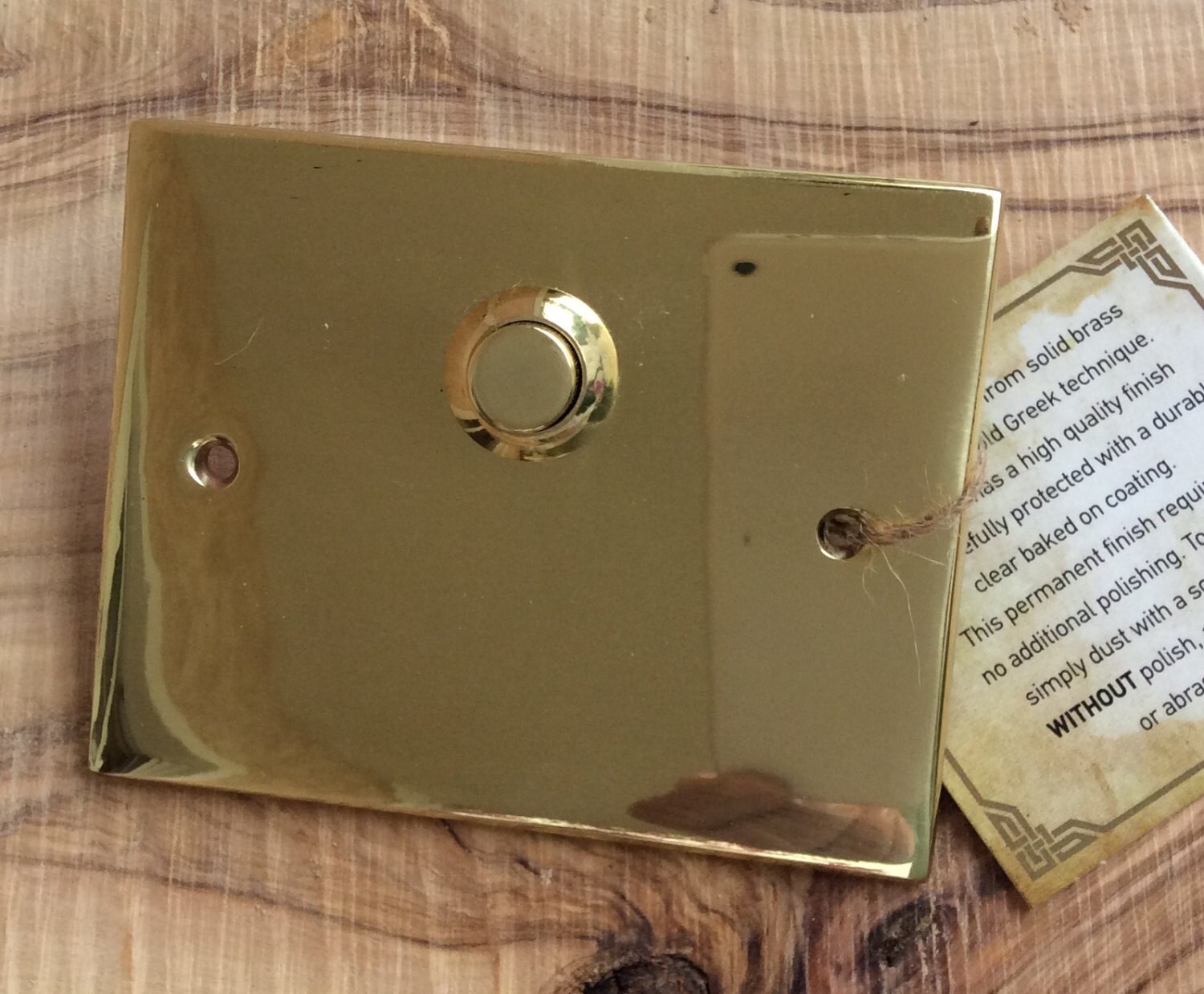 Solid Polished Brass Plate Doorbell Push Button - Etsy