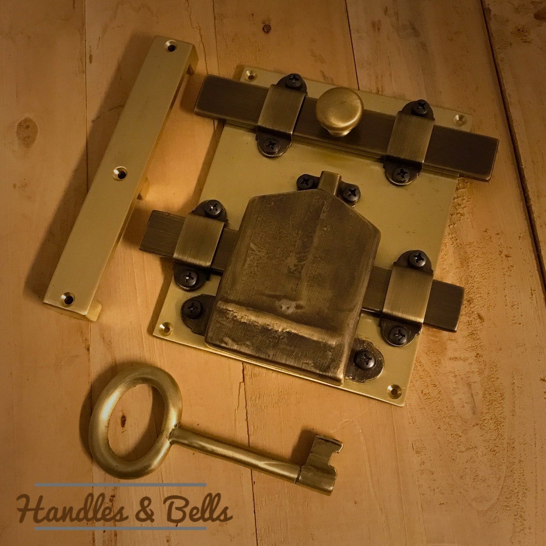 Antique Handmade Brass Door Lock With 2 Keys Working Hand Forged Door ...
