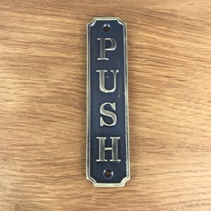 Set of Push Pull Door Signs Solid Vintage Cast Brass Antique Bronze ...