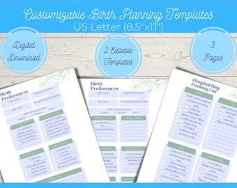 Customizable Baby Girl Birth Planning Template Bundle | Printable ...