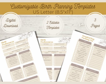 Customizable Baby Girl Birth Planning Template Bundle | Printable ...