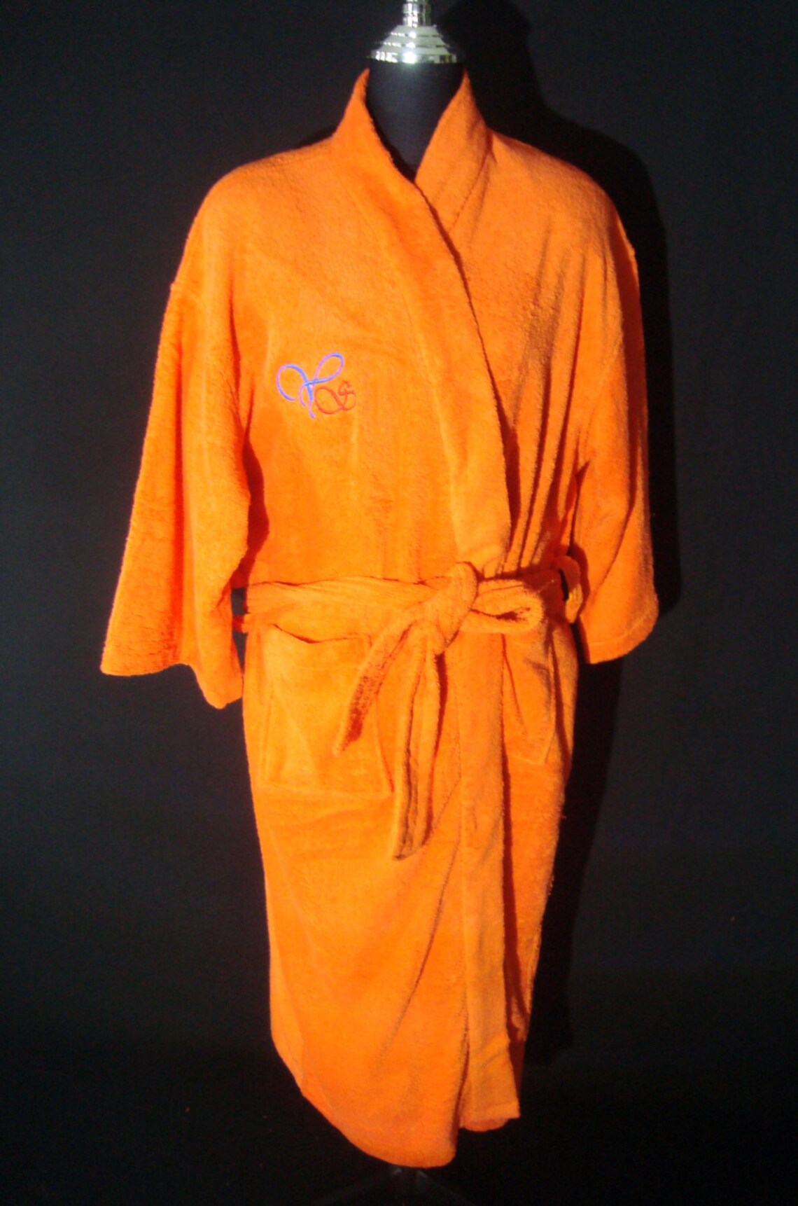 Cotton Towel Fabric Bathrobe Kimono Style-orange Color-bridesmaid Robe ...