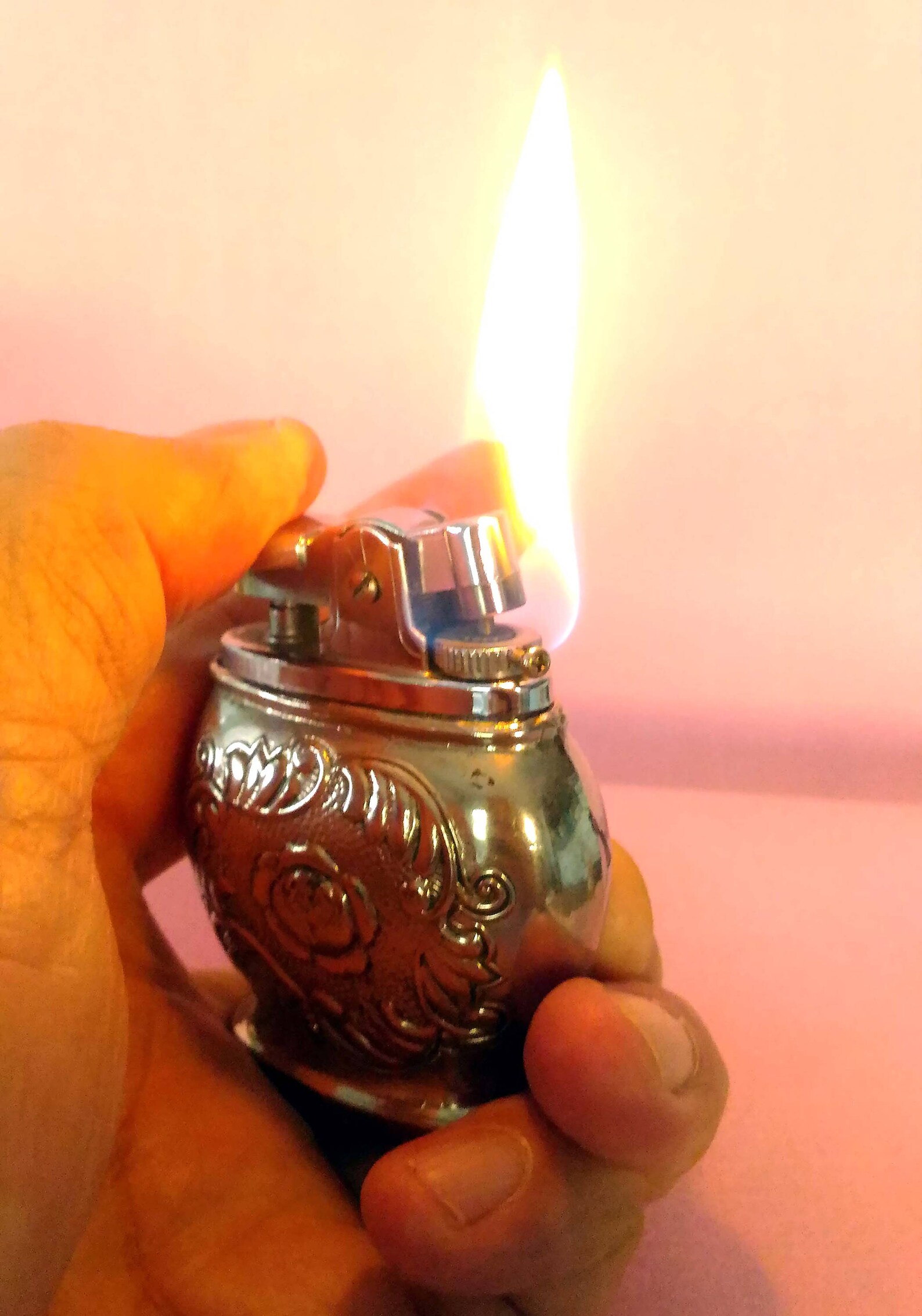 Table Lighter-classic Rose Design-stainless Steel-gas Lighter-decorate ...