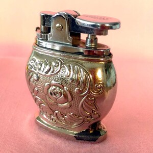 Table Lighter-classic Rose Design-stainless Steel-gas Lighter-decorate ...