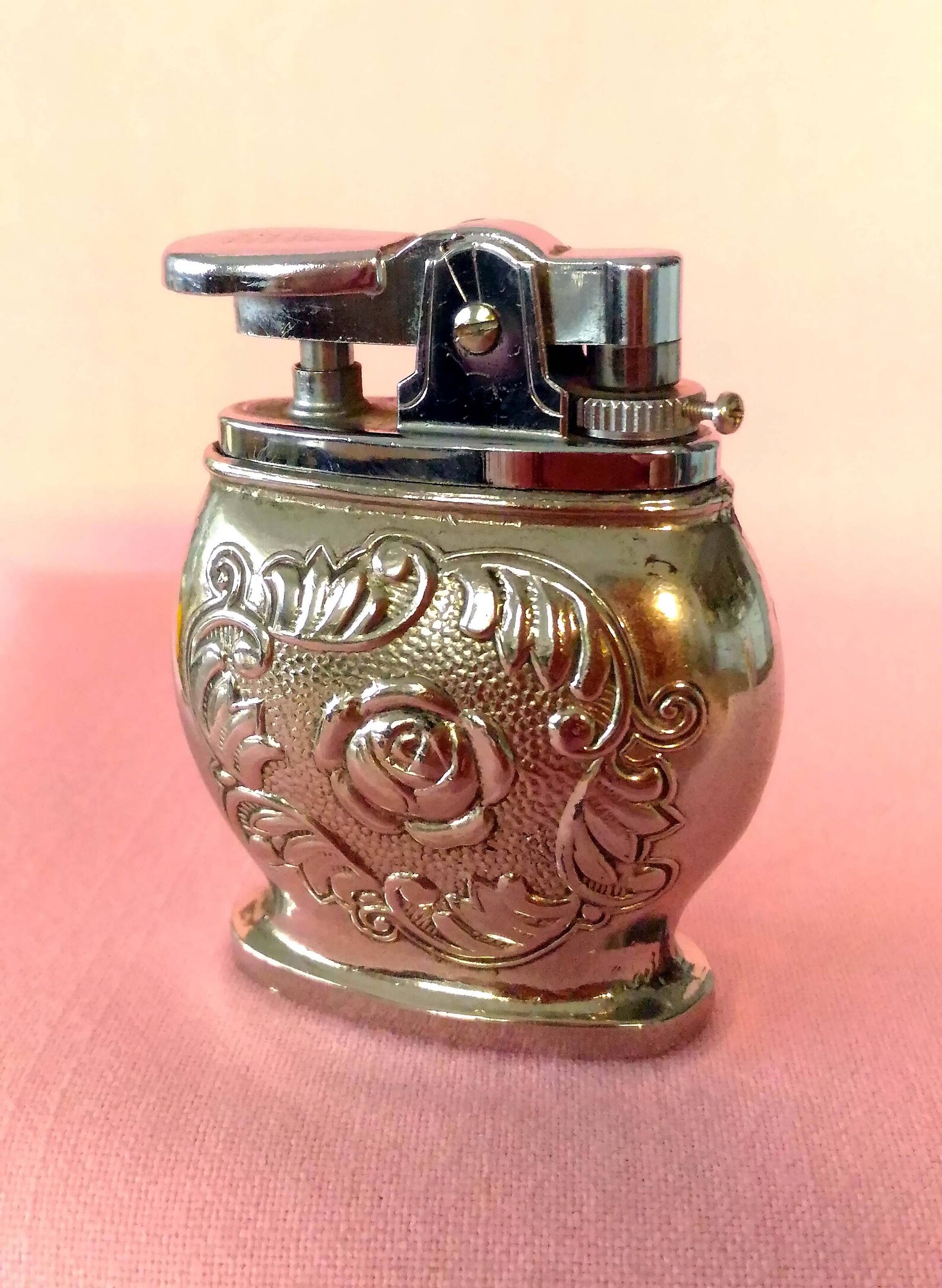 Table Lighter-classic Rose Design-stainless Steel-gas Lighter-decorate ...