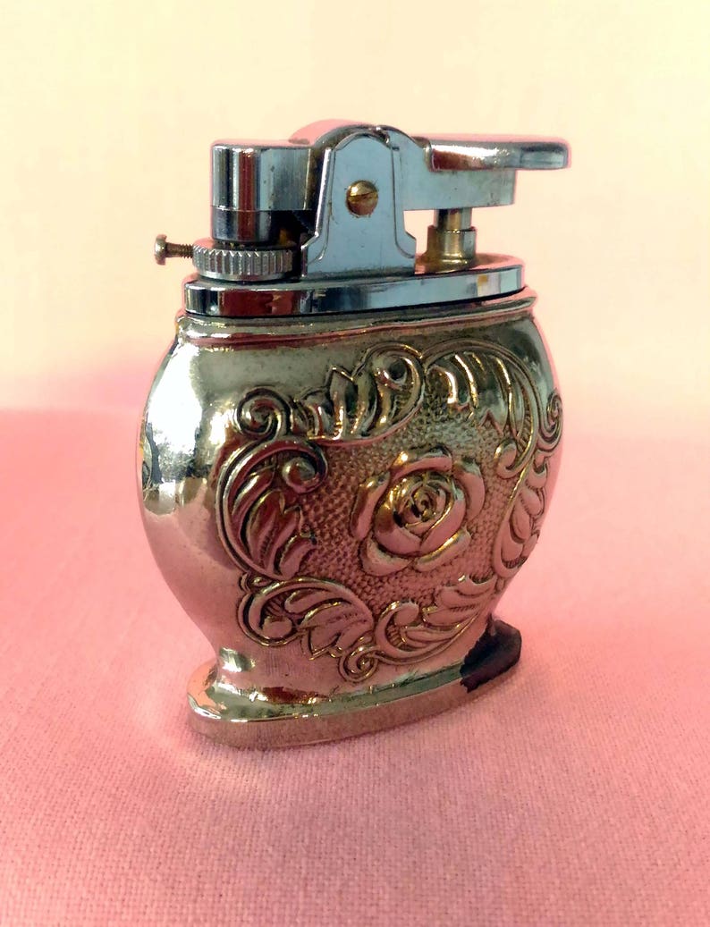 Table Lighter-classic Rose Design-stainless Steel-gas Lighter-decorate ...