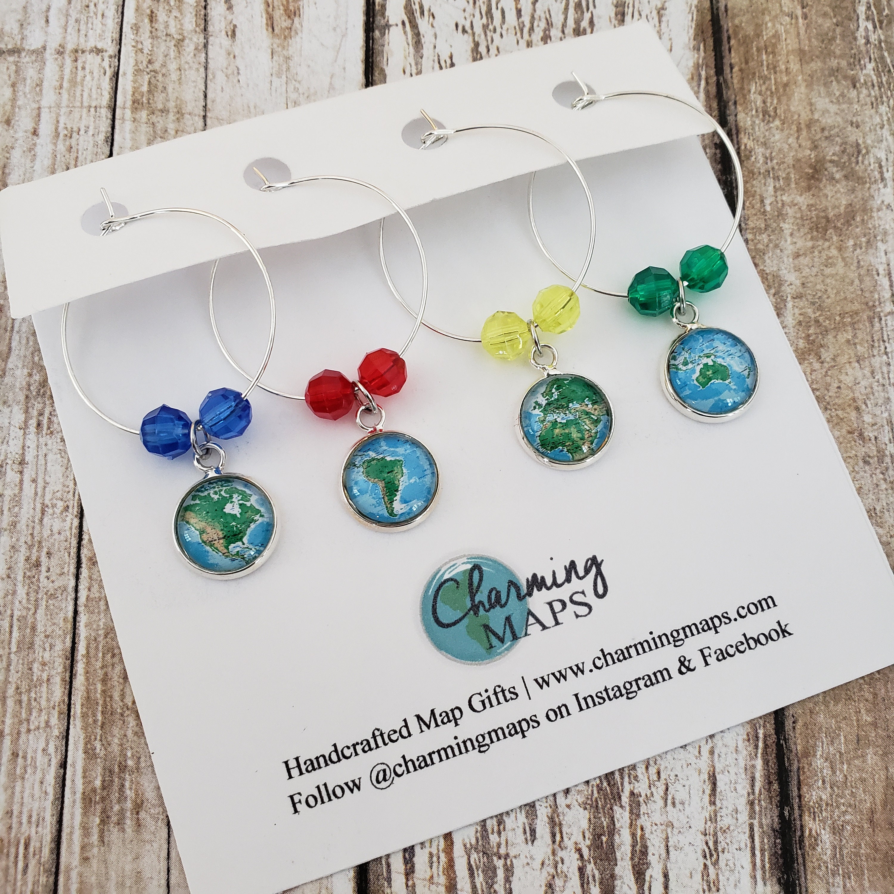 Design Your Own Custom Map Wine Charms Set of 4 or More - Etsy