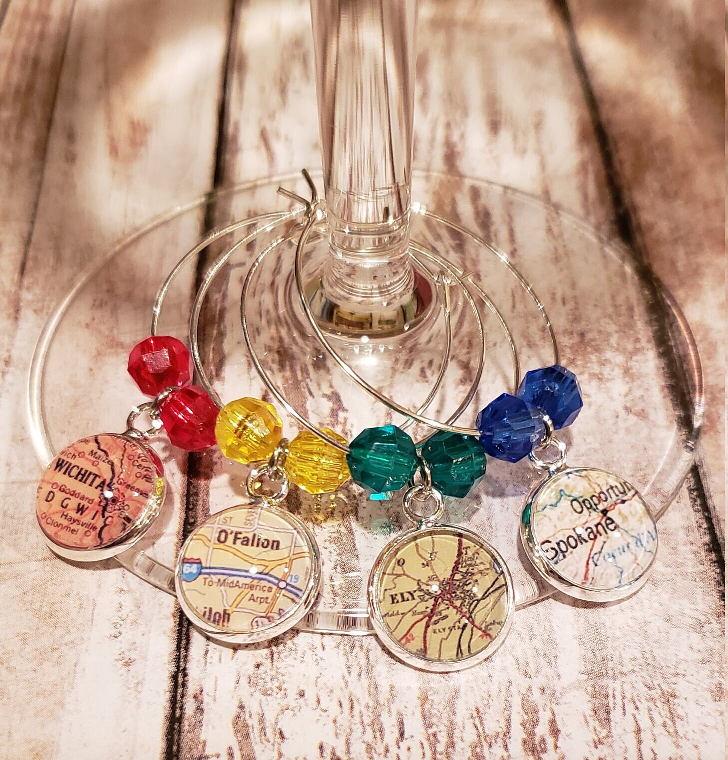 Design Your Own Custom Map Wine Charms Set of 4 or More - Etsy