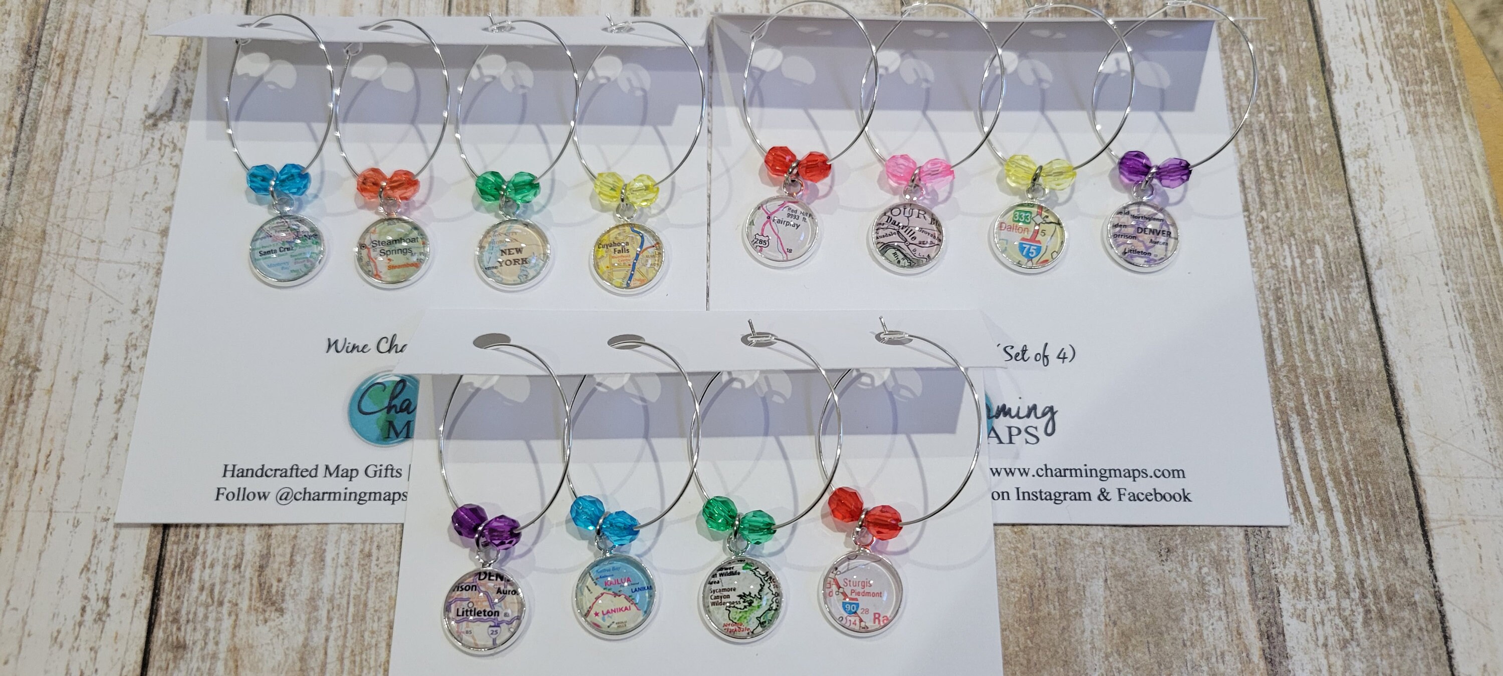 Design Your Own Custom Map Wine Charms Set of 4 or More - Etsy