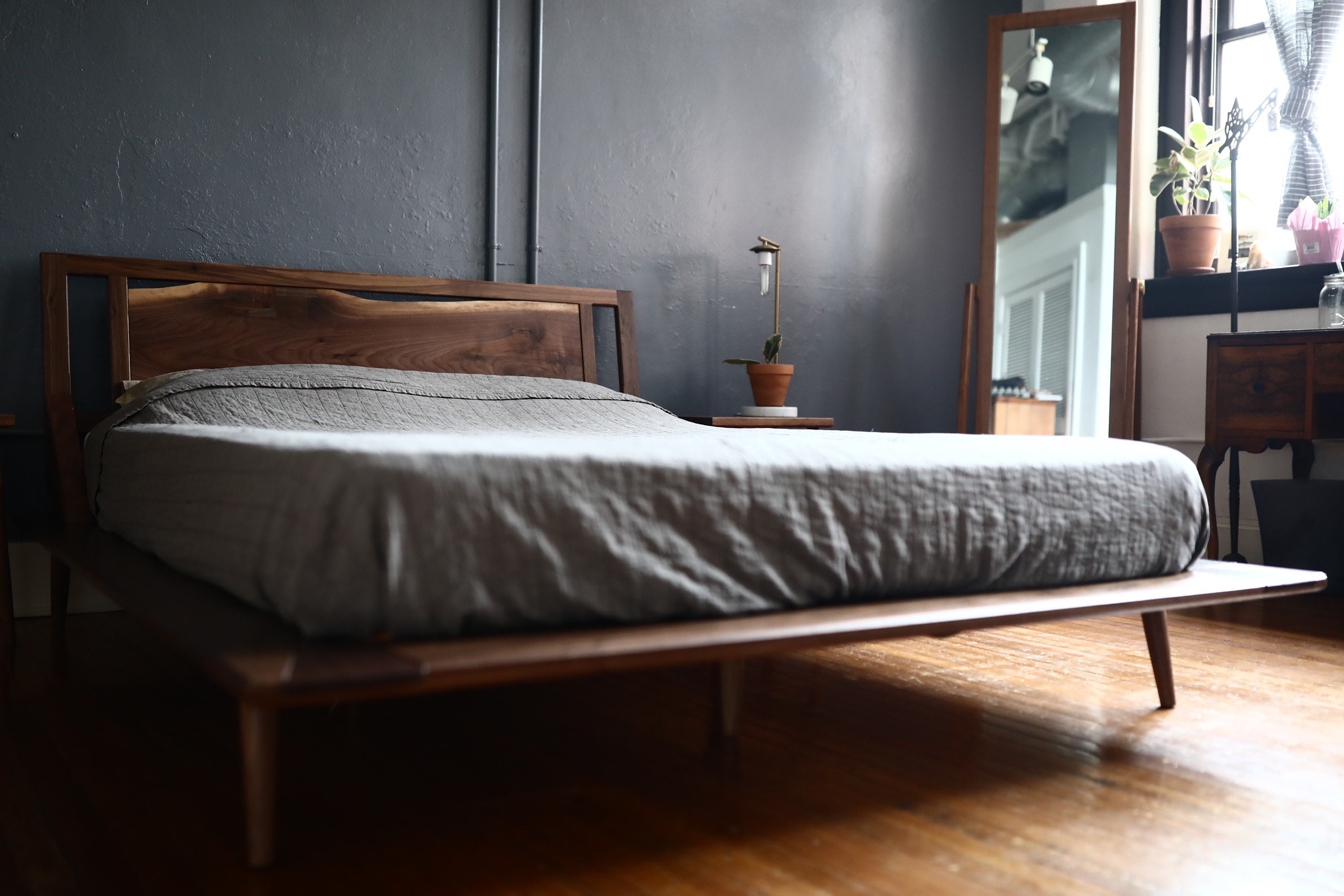 Live Edge Mid Century Inspired Platform Bed. - Etsy