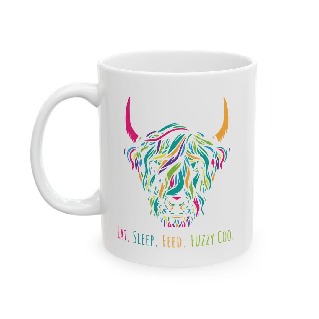 Funny Mug, Highland Cow Gift, Gift for Animal Lover, Cow Mug, Fuzzy Coo ...