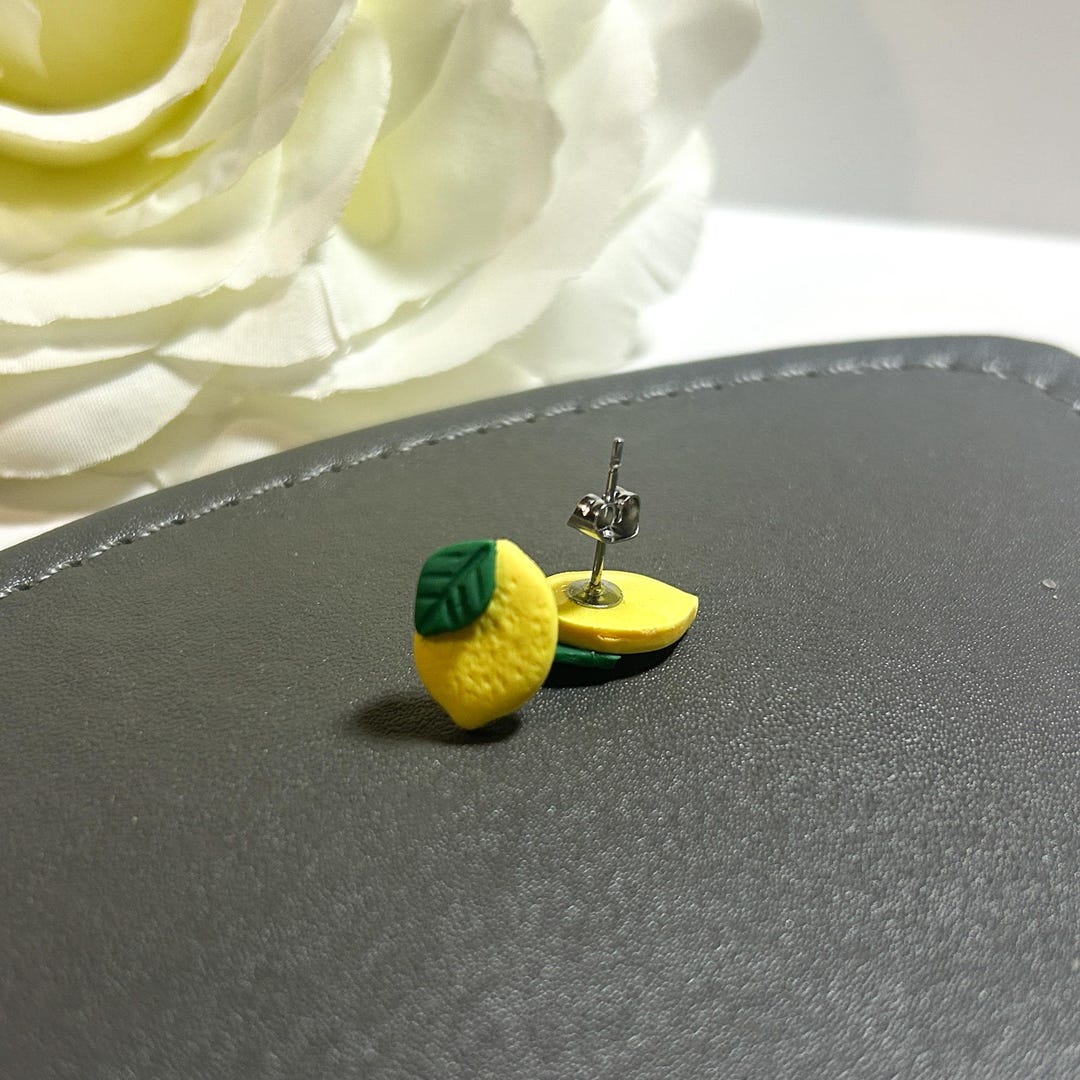 Lemon Stud Earrings: Realistic Polymer Clay Fruit Jewellery - Etsy