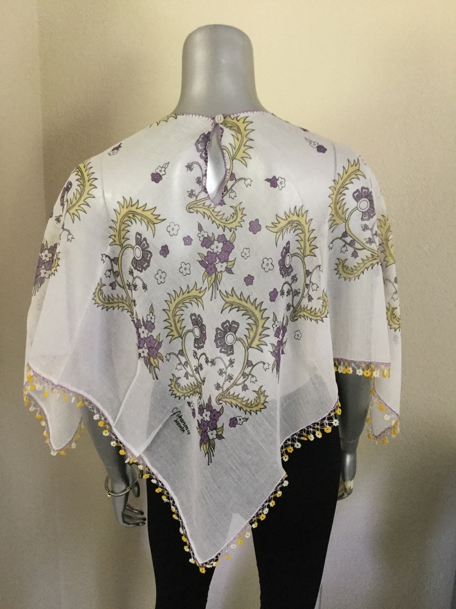 Flower Pattern MUSLIN cotton Kerchief Top Blouse Sun - Etsy