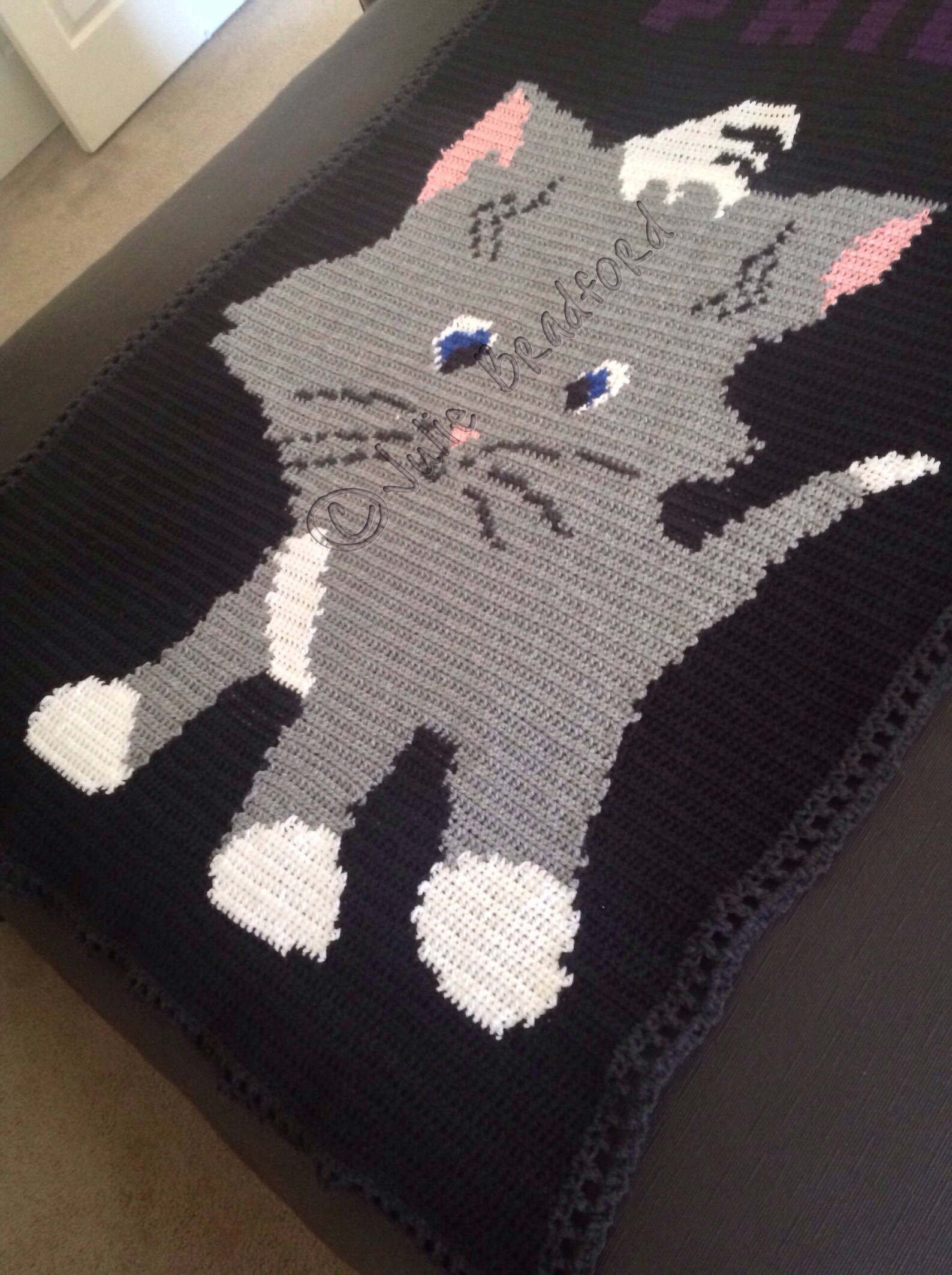 Written Crochet Cat Afghan Pattern, Kitten Throw, Kitty Cat Blanket ...