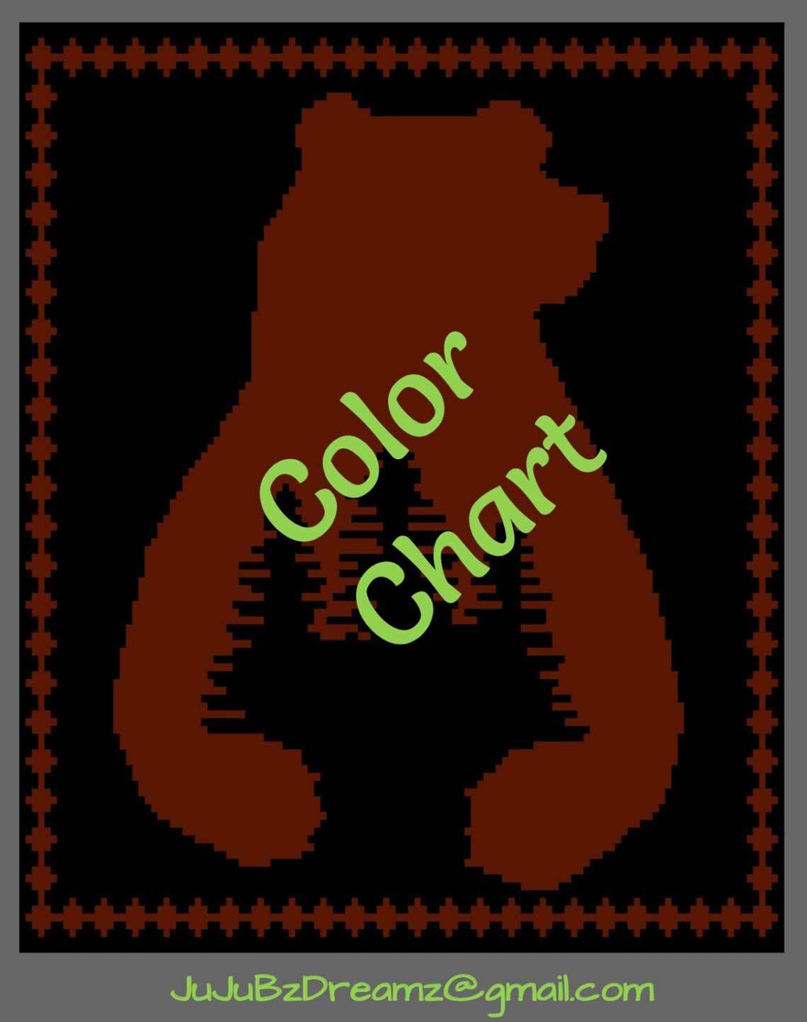 Crochet Bear Graph, Evergreen Tree Afghan, Grizzly Bear Throw, Black ...