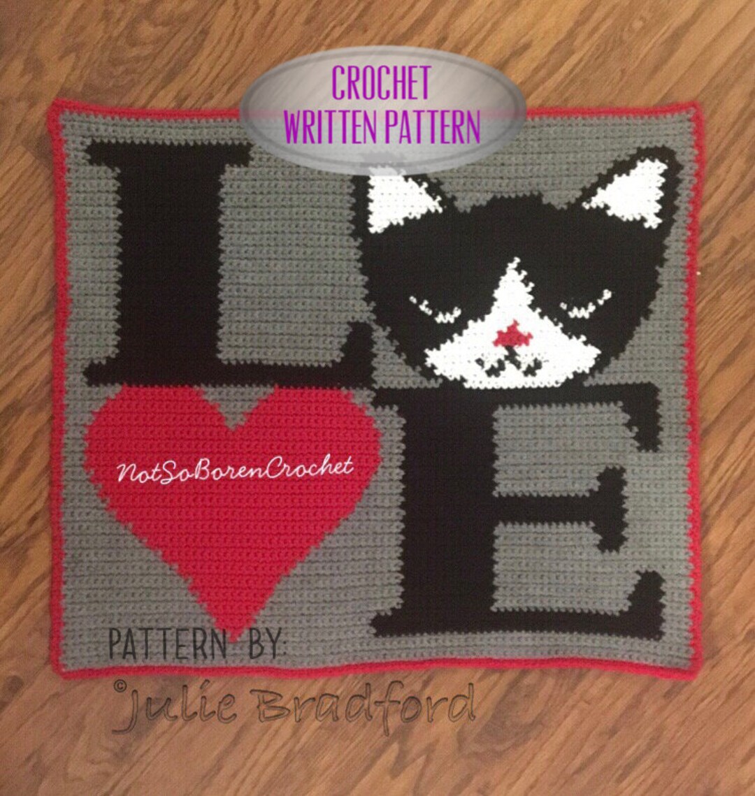 Crochet Love Cats Written Throw Pattern, Cat Bed, Cat Graphghan, Doll ...