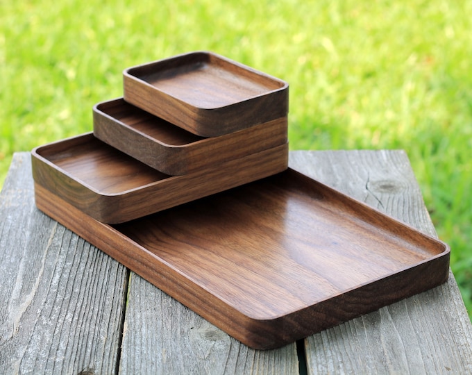 Walnut Tray, Coffee Serving Tray, Rectangle Serving Tray, Walnut ...