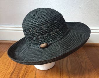 Black straw hat | Etsy