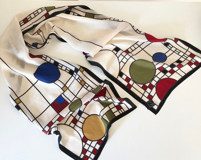 Frank Lloyd Wright Scarf. Vintage Art Scarf. Vintage Silk Scarf. Modern ...