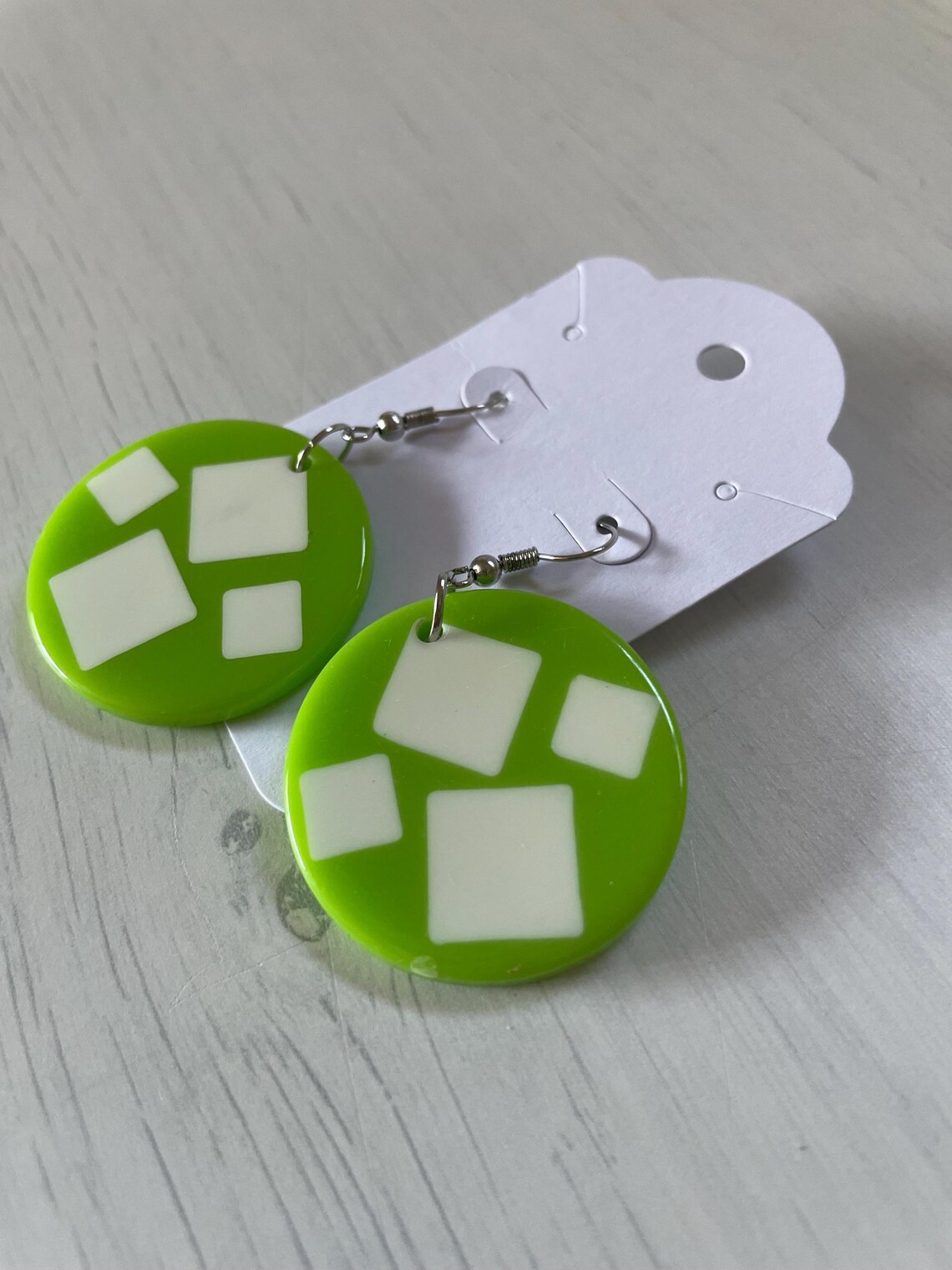 Vintage 1970s Lime Green Dangle and Drop Earrings. Midcentury Earrings ...