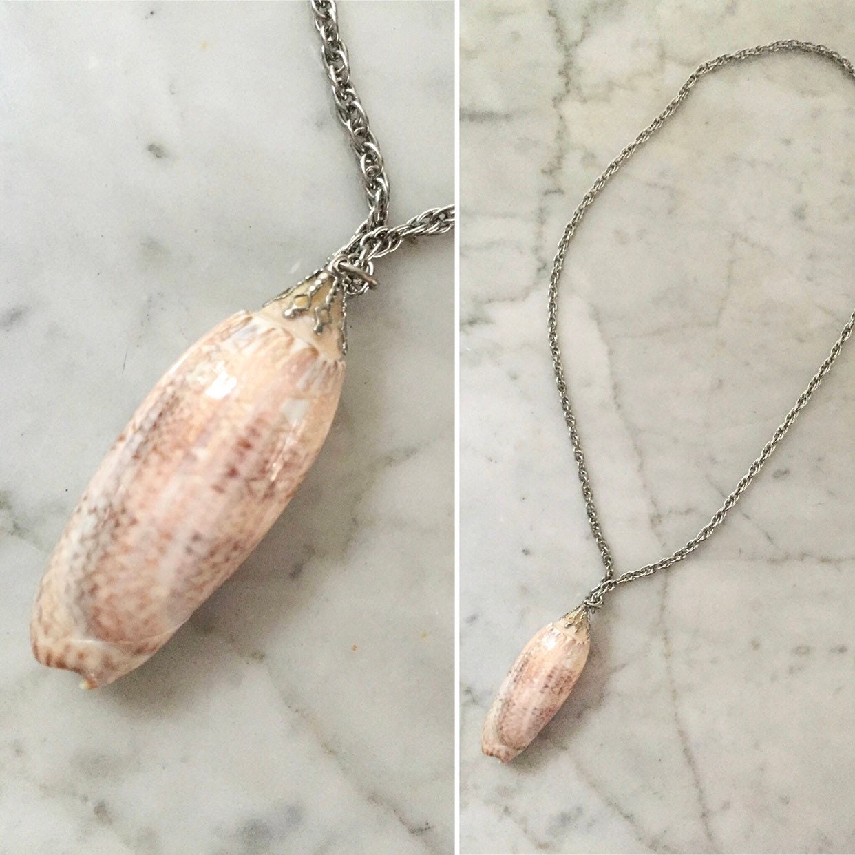 Shell Necklace Chain Necklace Silver Chain With Shell - Etsy
