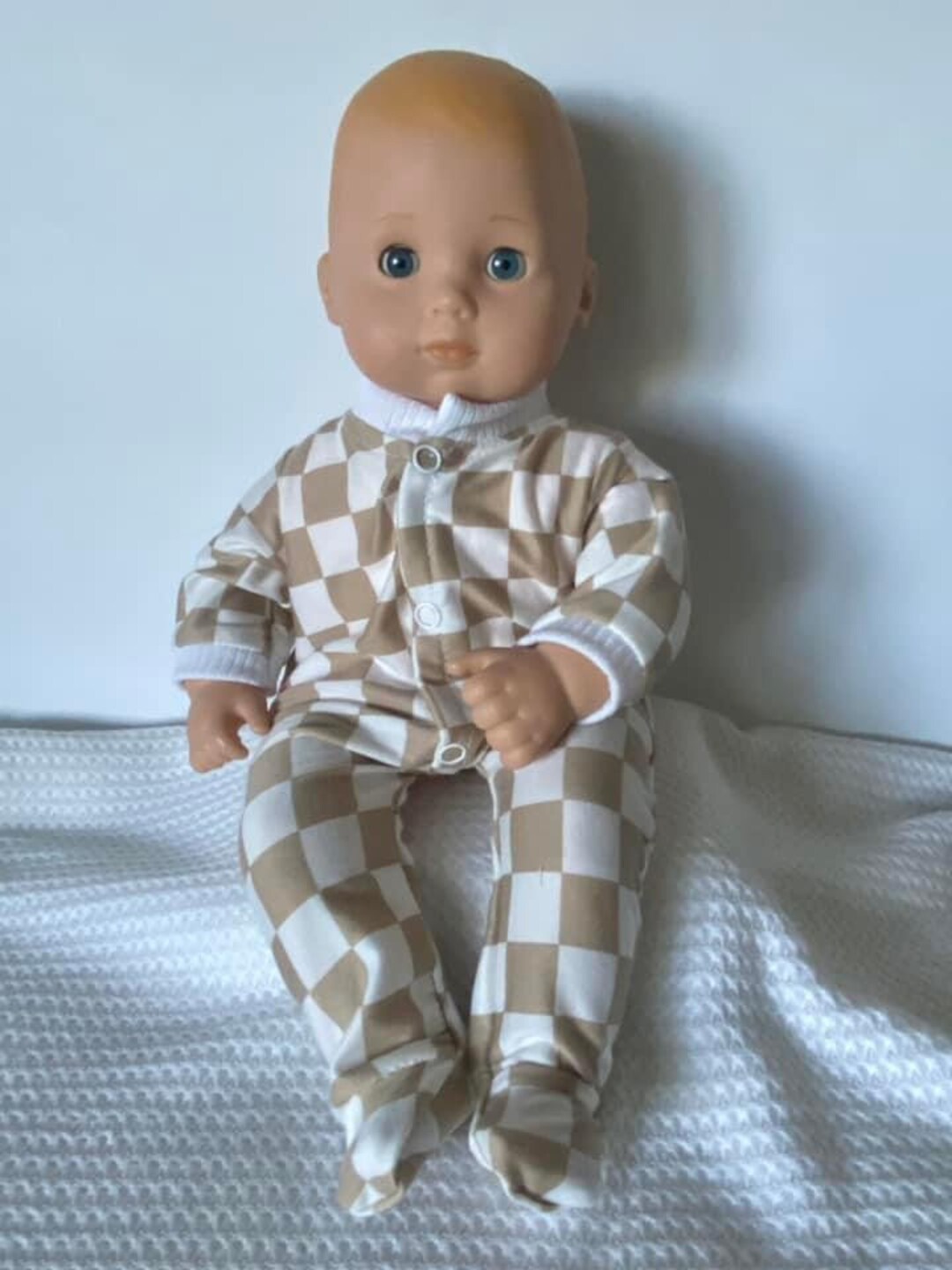 Footed Pajama Sleeper Bitty Baby Super Soft Knit in Cream and Tan ...