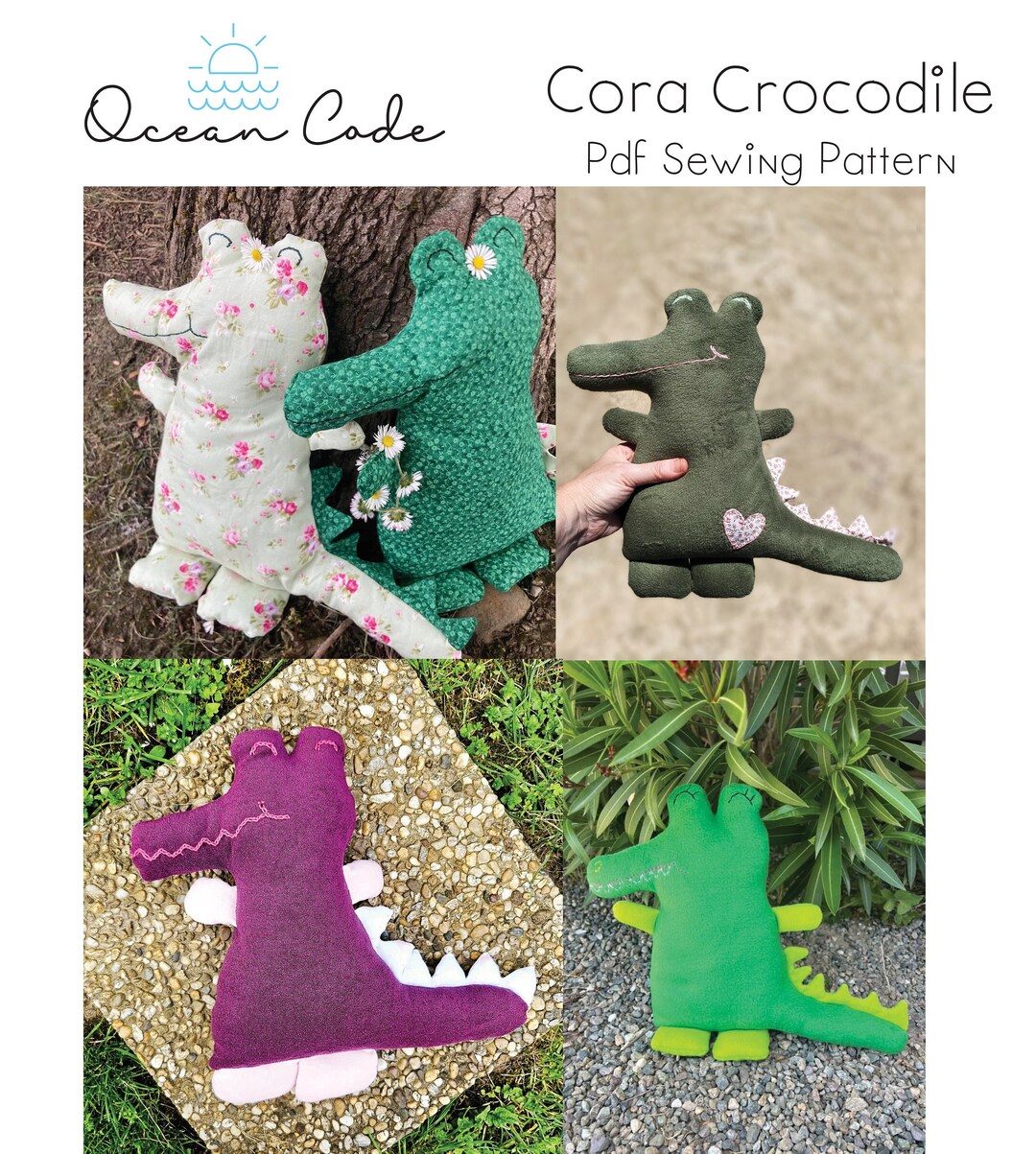 Cora Crocodile Stuffed Plush Toy PDF Digital Download Sewing Pattern ...