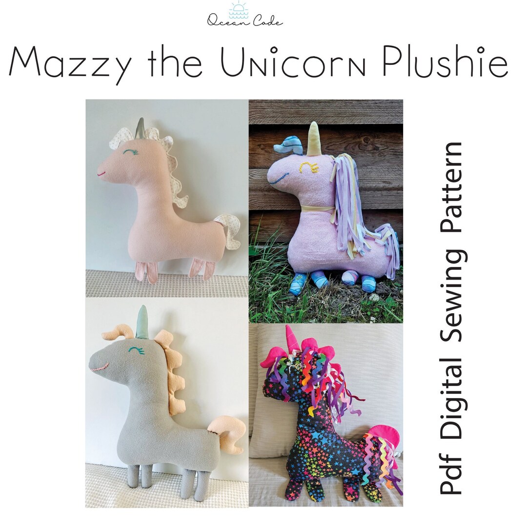 Mazzy Unicorn Stuffed Plush Toy PDF Digital Download Sewing Pattern ...