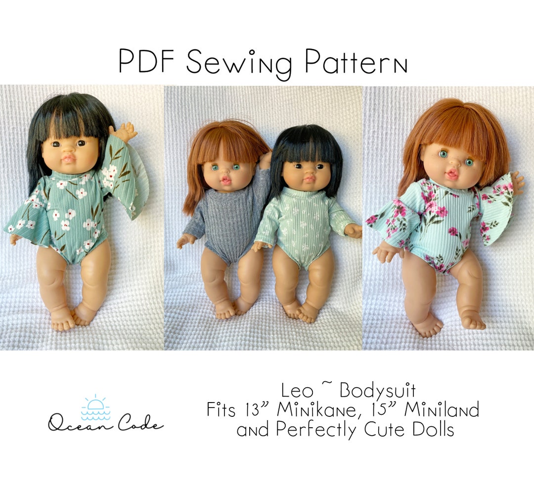 Long Sleeve Leo Body Suit PDF Pattern - Bell Sleeve Minikane Leo - Fits ...