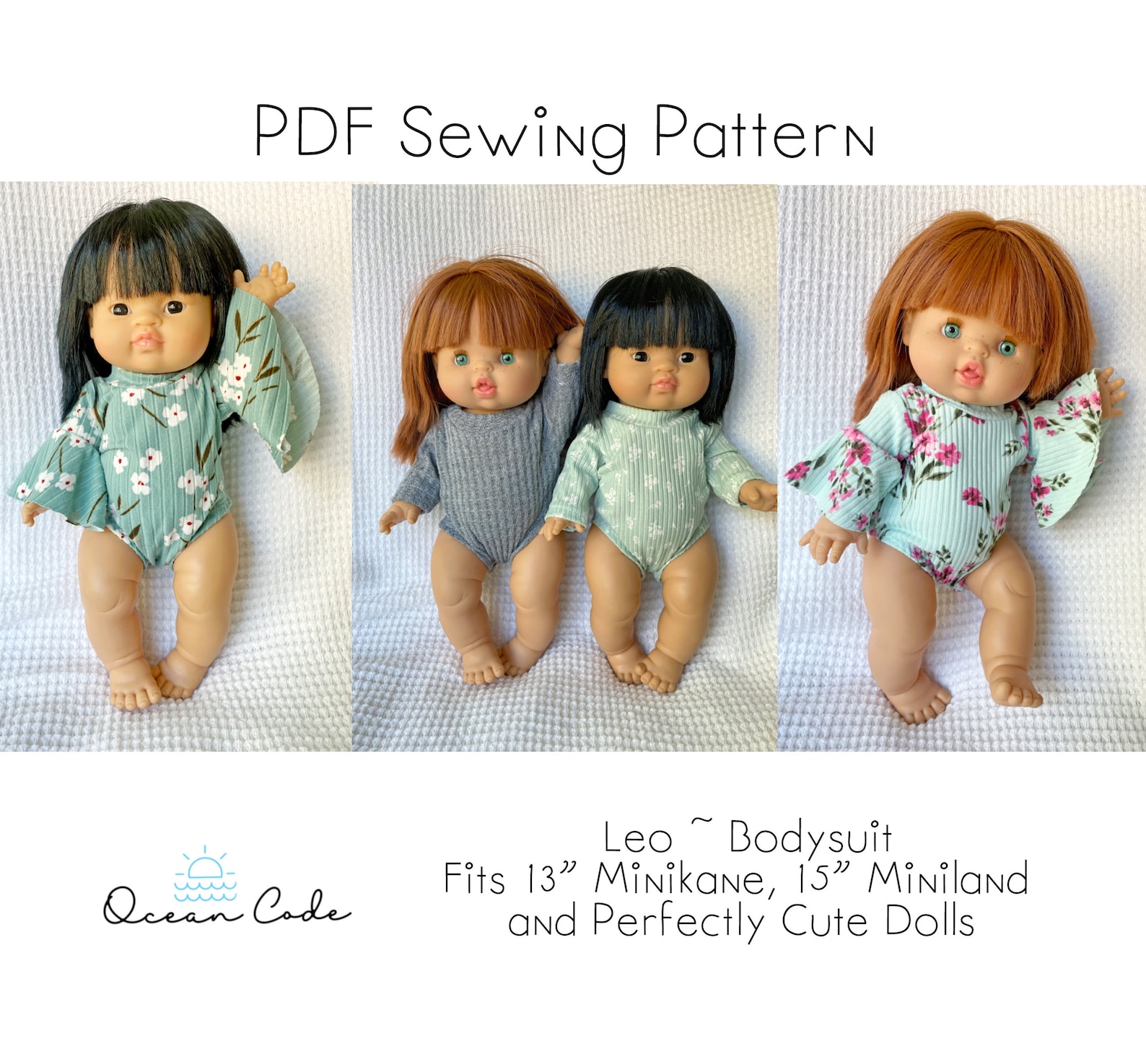 Long Sleeve Leo Body Suit PDF Pattern Bell Sleeve Minikane - Etsy
