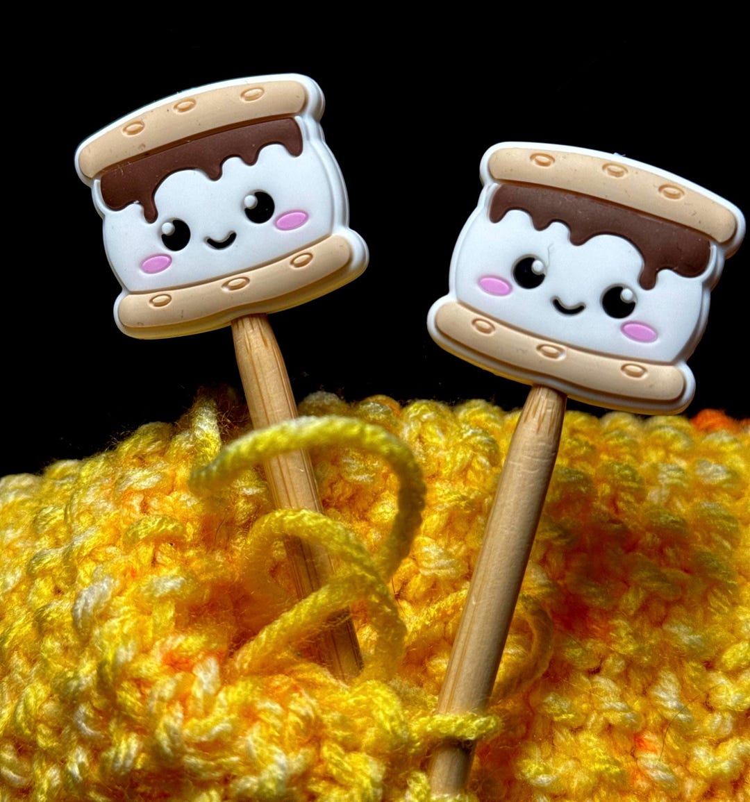 Kawaii Animated S’mores (double Sided) Stopper Knitting Needles Point ...