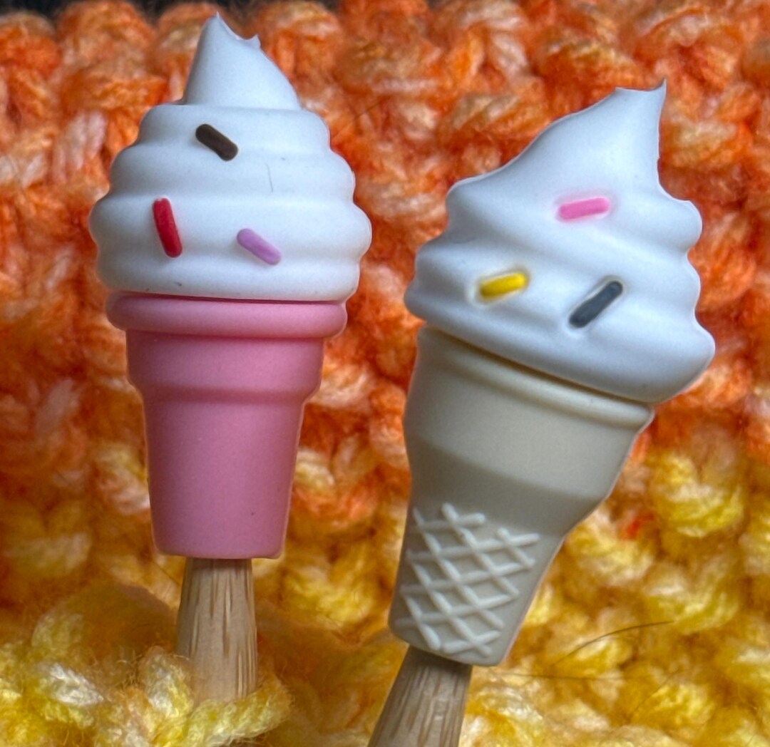 3D Kawaii Ice Cream Cone Stitch Stopper Knitting Needles Point ...