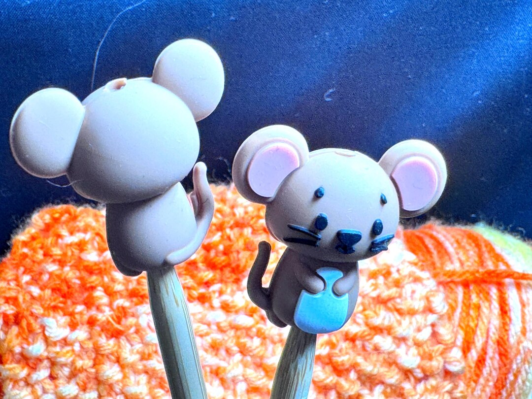 Kawaii Double Sided Mouse 3D Stitch Stopper Knitting Needles Point ...